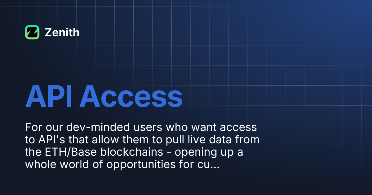 API Access | Zenith
